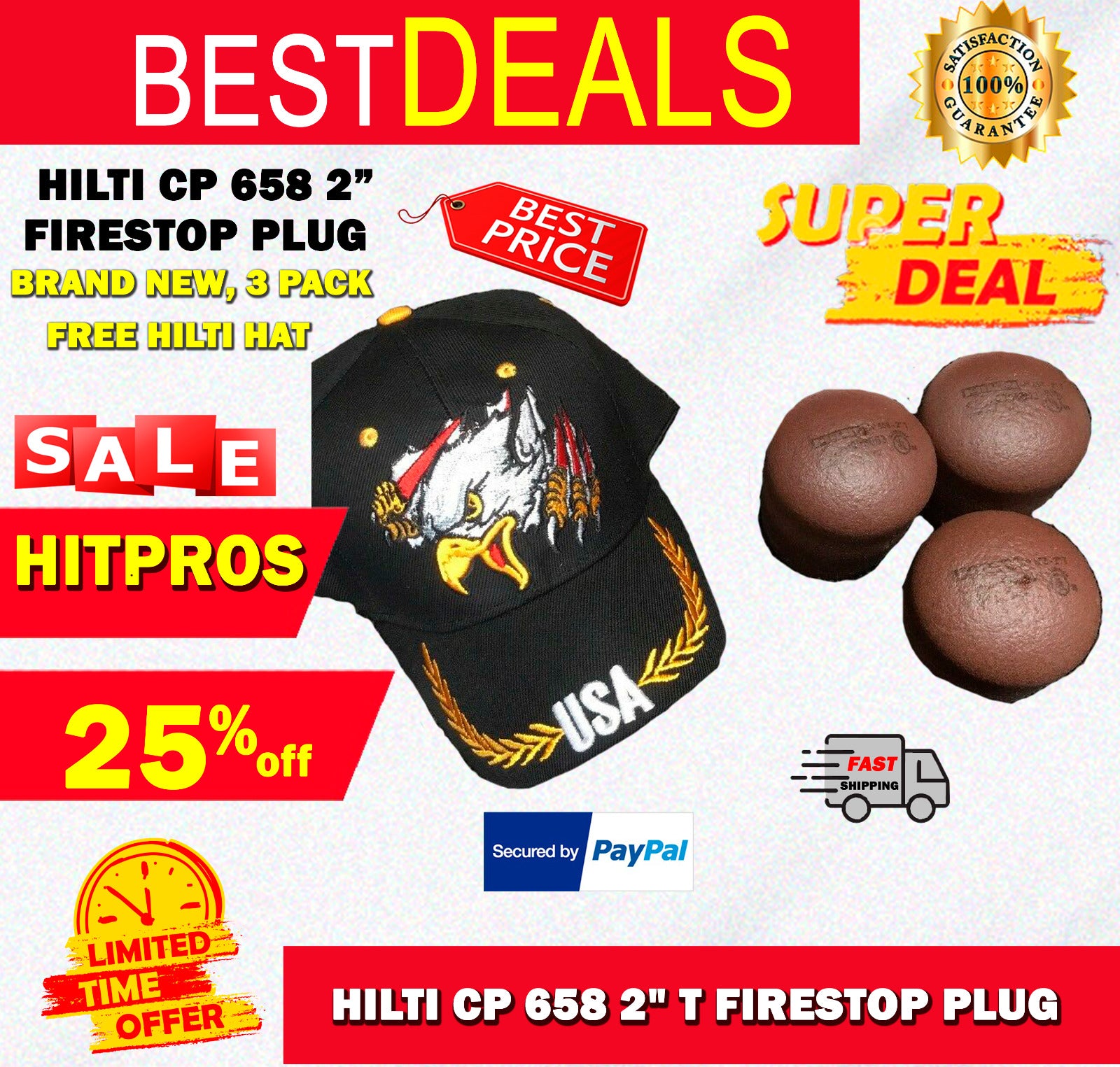 HILTI CP 658 2" T Firestop Plug, BRAND NEW, 3 PACK – hitpros@shofly.com