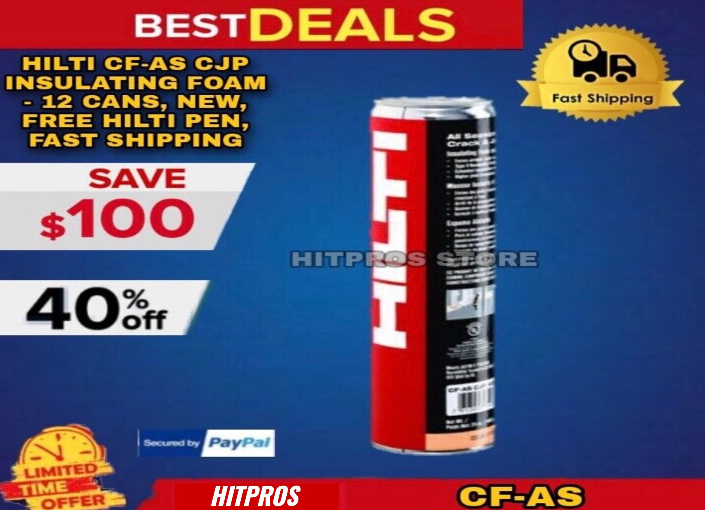 Hilti CF-AS CJP Insulating foam - 12 Cans, New, Free HILTI PEN ...