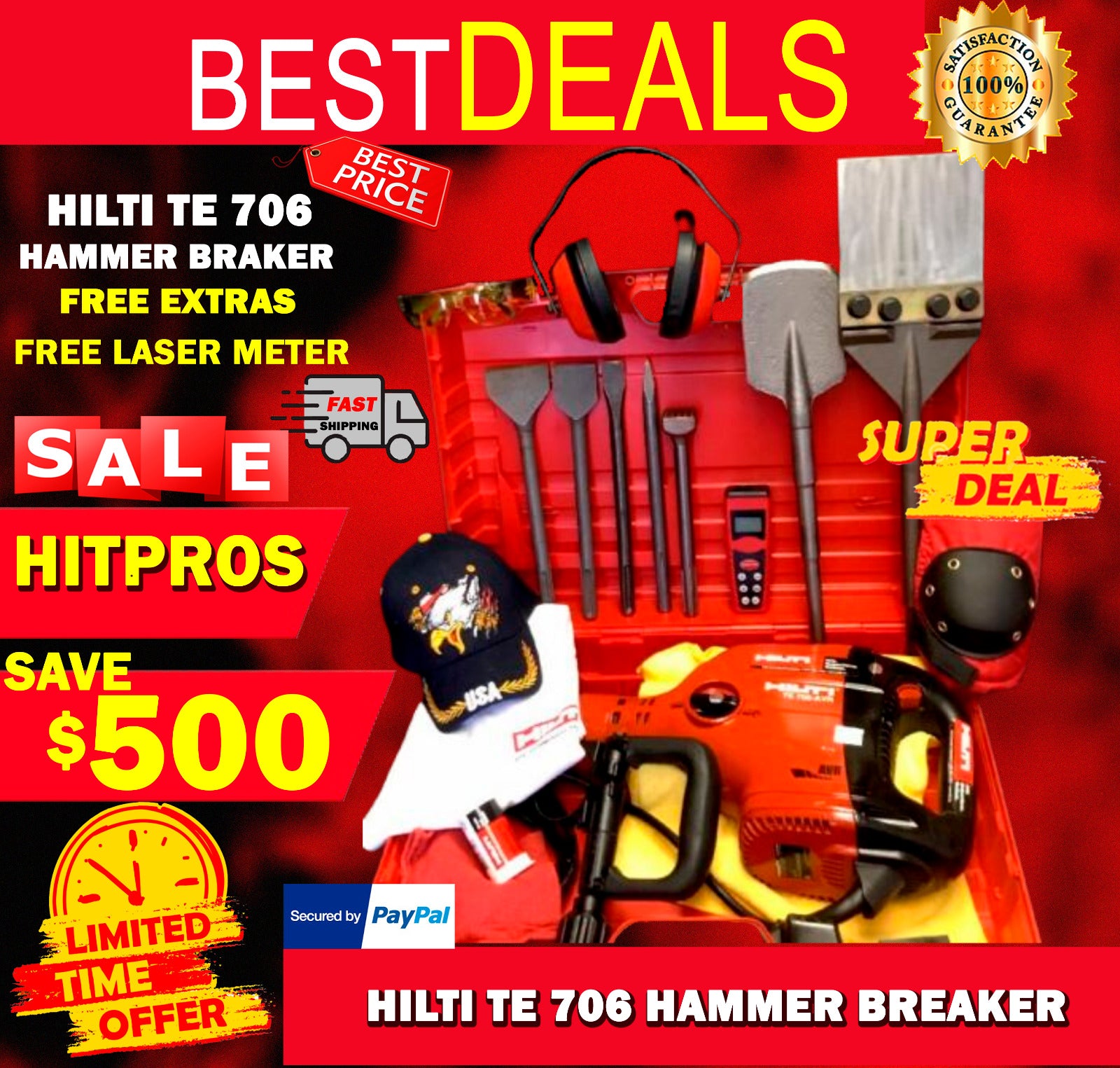 HILTI TE 706 PREOWNED, FREE LASER METER, CHISELS, EXTRAS – hitpros ...