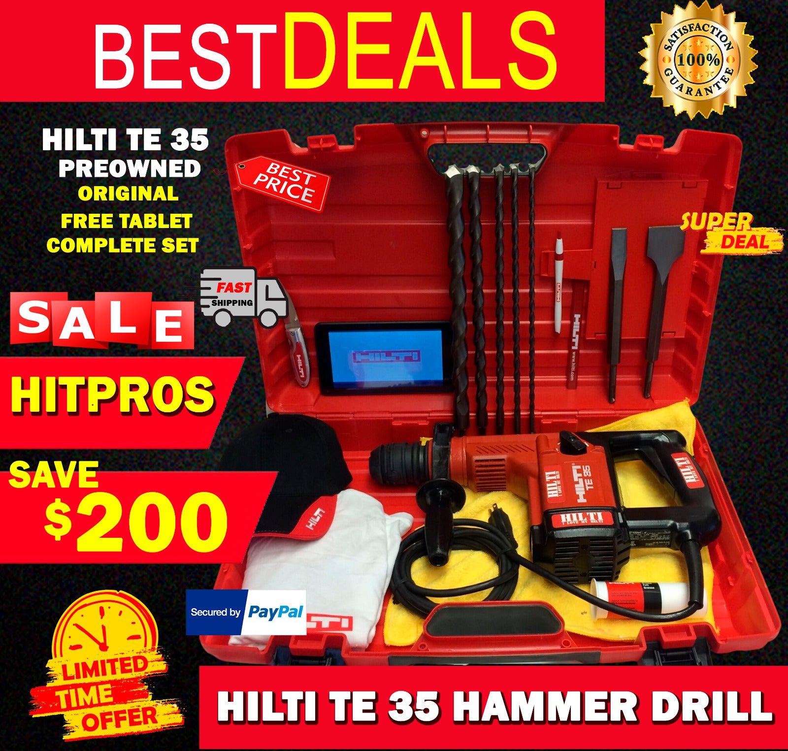 HILTI TE 35, PREOWNED, ORIGINAL, FREE TABLET, BITS – hitpros@shofly.com