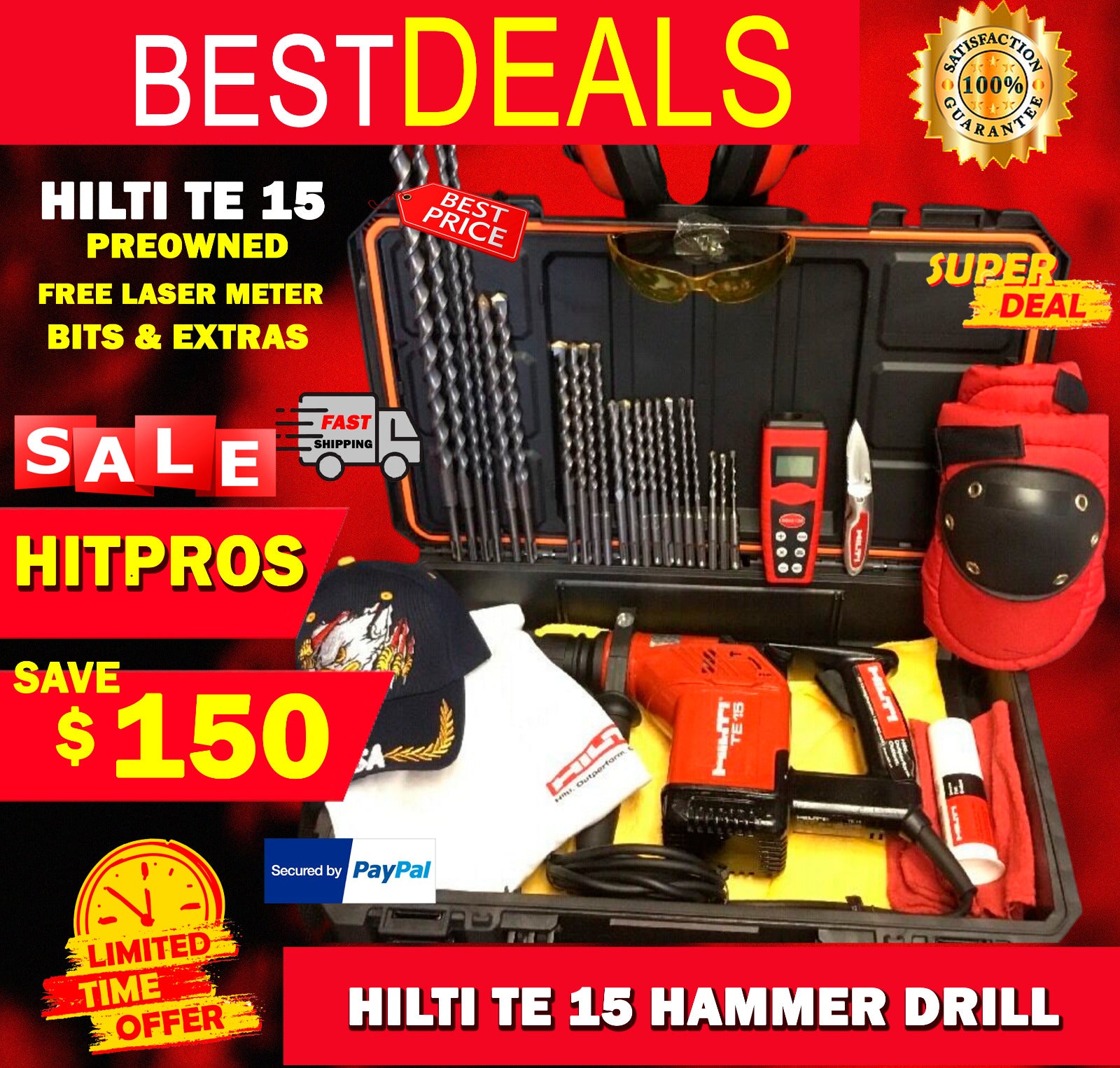 HILTI TE 15 PREOWNED, FREE LASER METER, BITS AND EXTRAS – hitpros ...